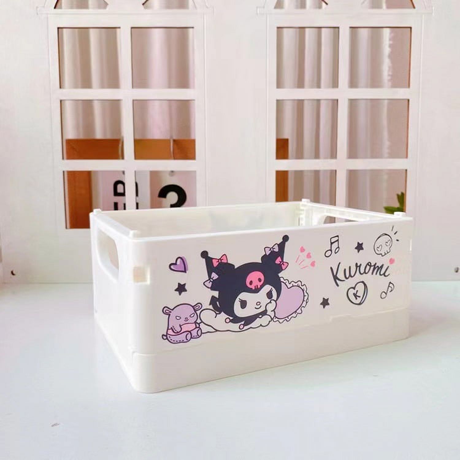 17CM Sanrioed Storage Box Foldable Kawaii Kuromi Melody Cinnamoroll Pom ...
