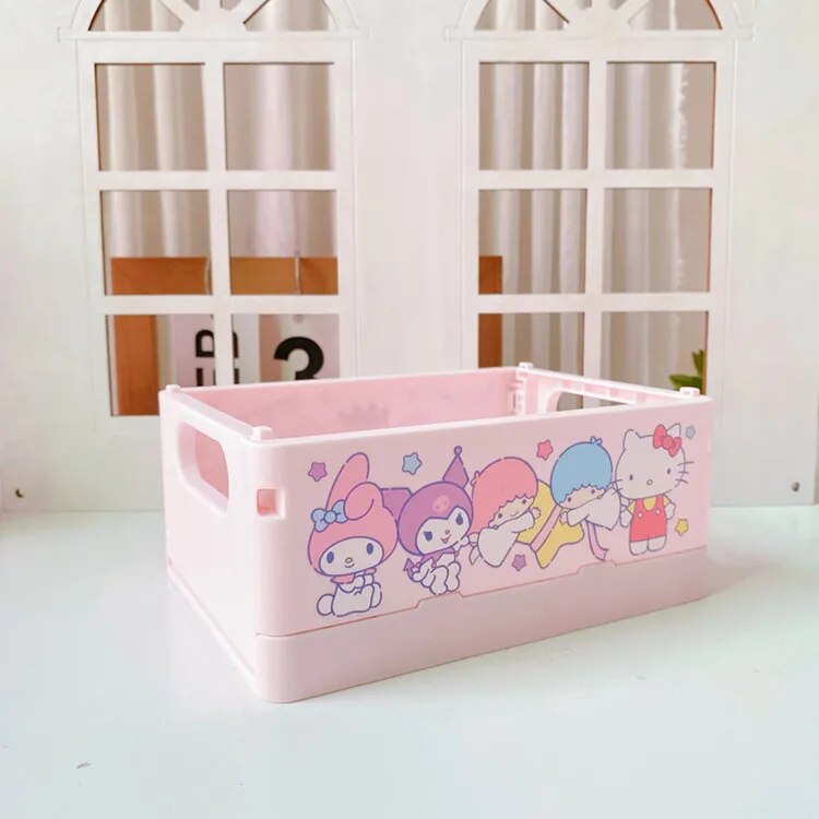 17CM Sanrioed Storage Box Foldable Kawaii Kuromi Melody Cinnamoroll Pom ...