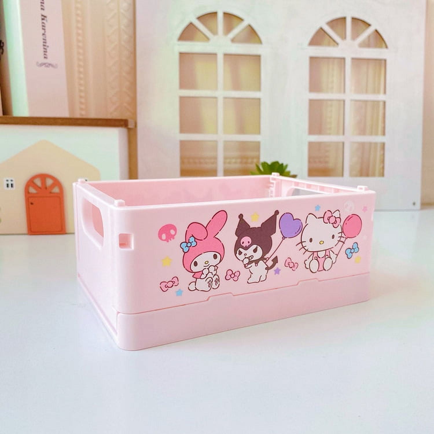 17CM Sanrioed Storage Box Foldable Kawaii Kuromi Melody Cinnamoroll Pom ...