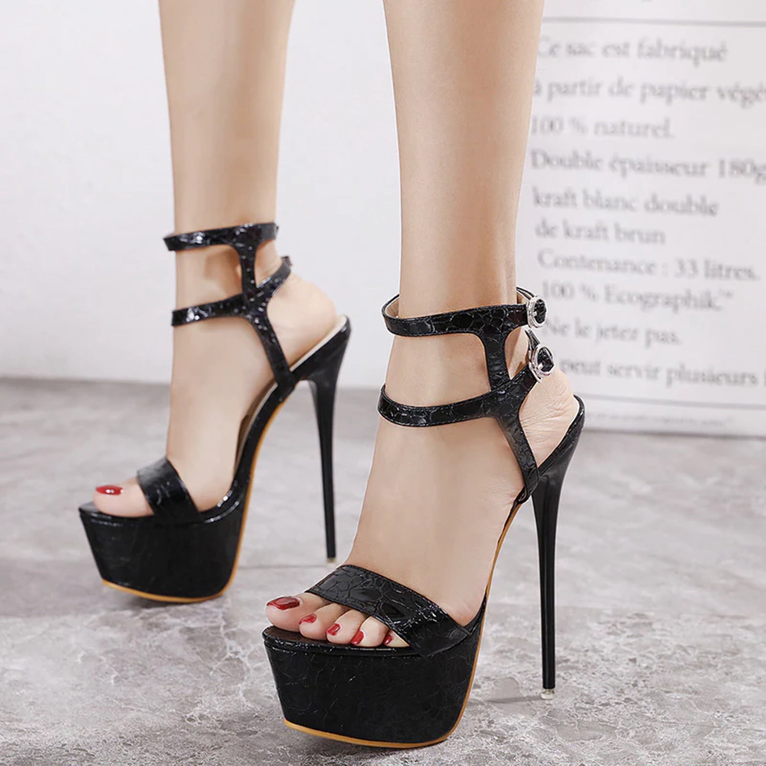 17CM Super High Heel Catwalk Nightclub High Heel Sandals Stiletto Shoes ...