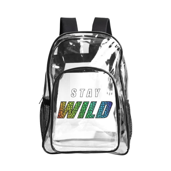 17In Ben Aze1 Art Stay Leopard Wild (3) Clear Backpack Front Poket ...