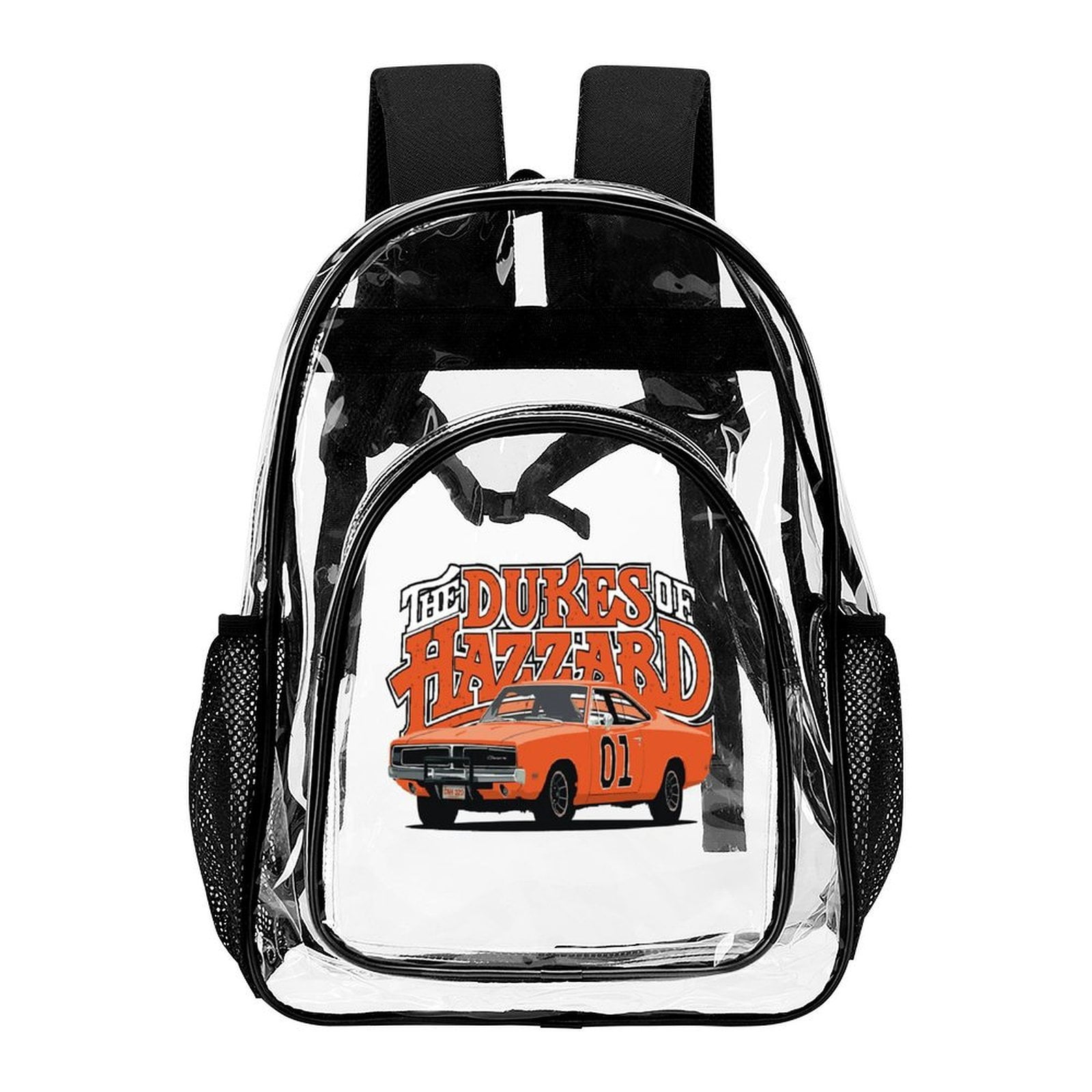 17In Dukes Orange Car Haz-zard (15) Clear Backpack with Front Pocket ...