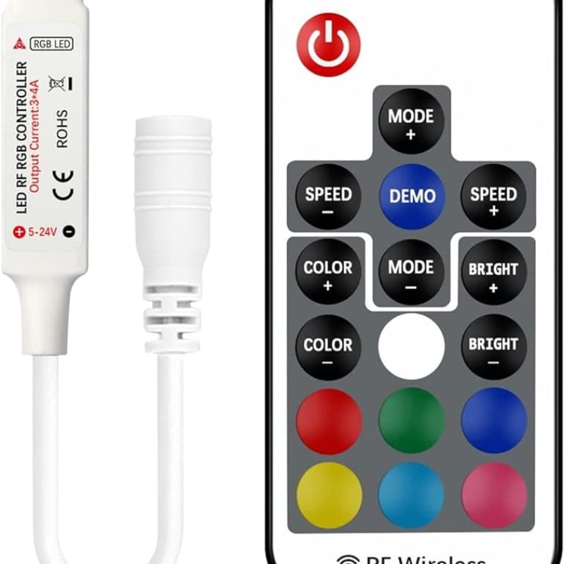 17Keys RGB LED Controller with RF Wireless Remote Control DC 5V-24V ...