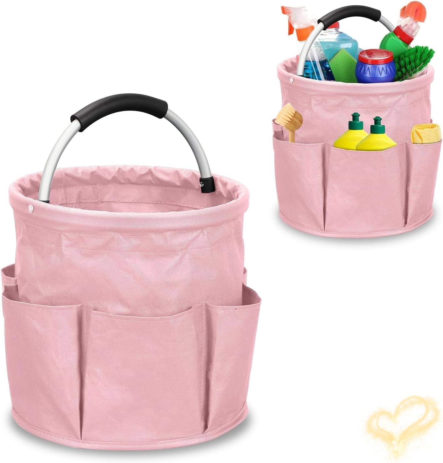 17L Cleaning Caddy with Handle, Foldable Cleaning Supply Caddy with 6 Pockets Cleaning Caddy Bag ...