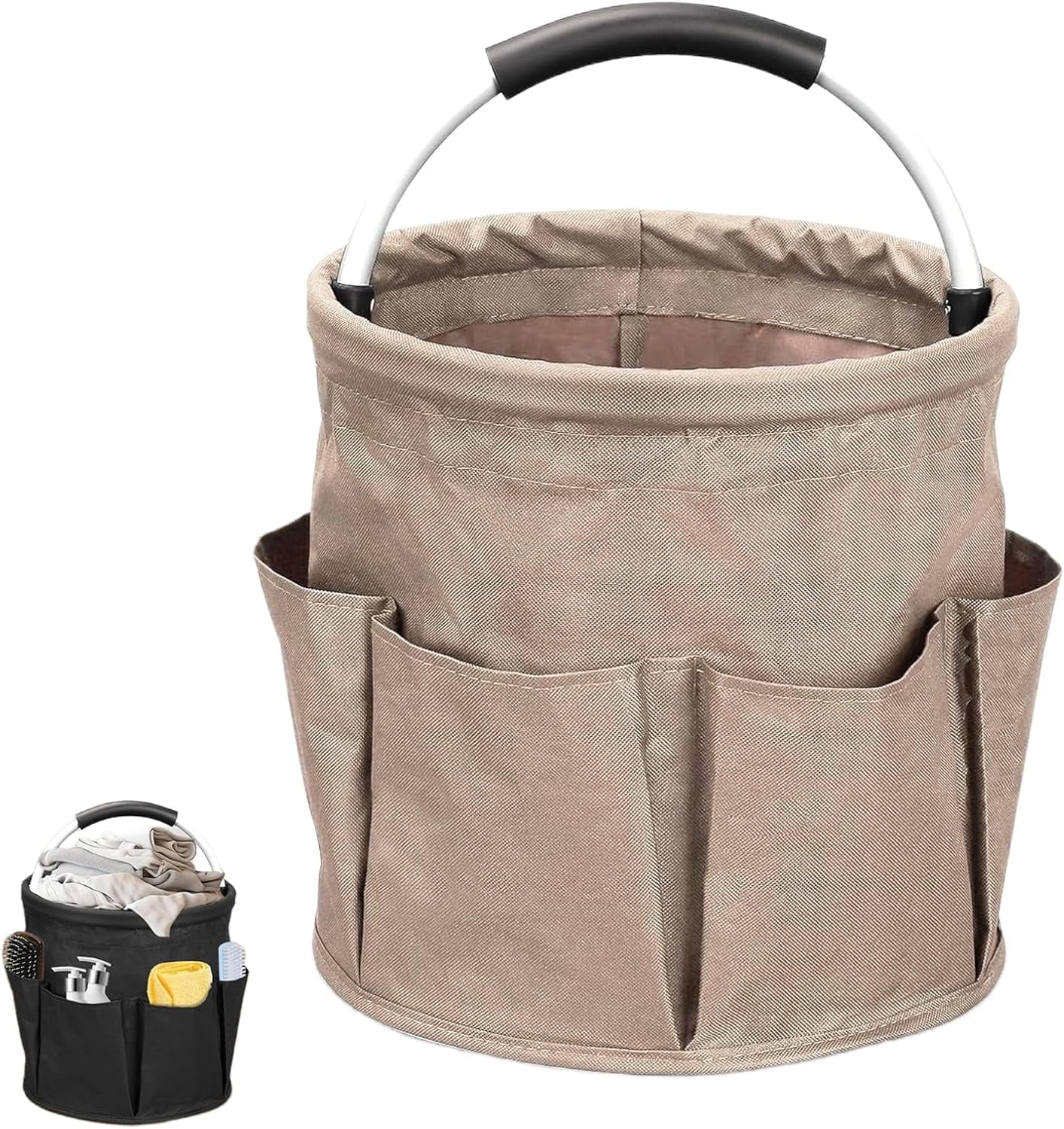17L Cleaning Caddy with Handle, Foldable Cleaning Supply Caddy with 6 ...