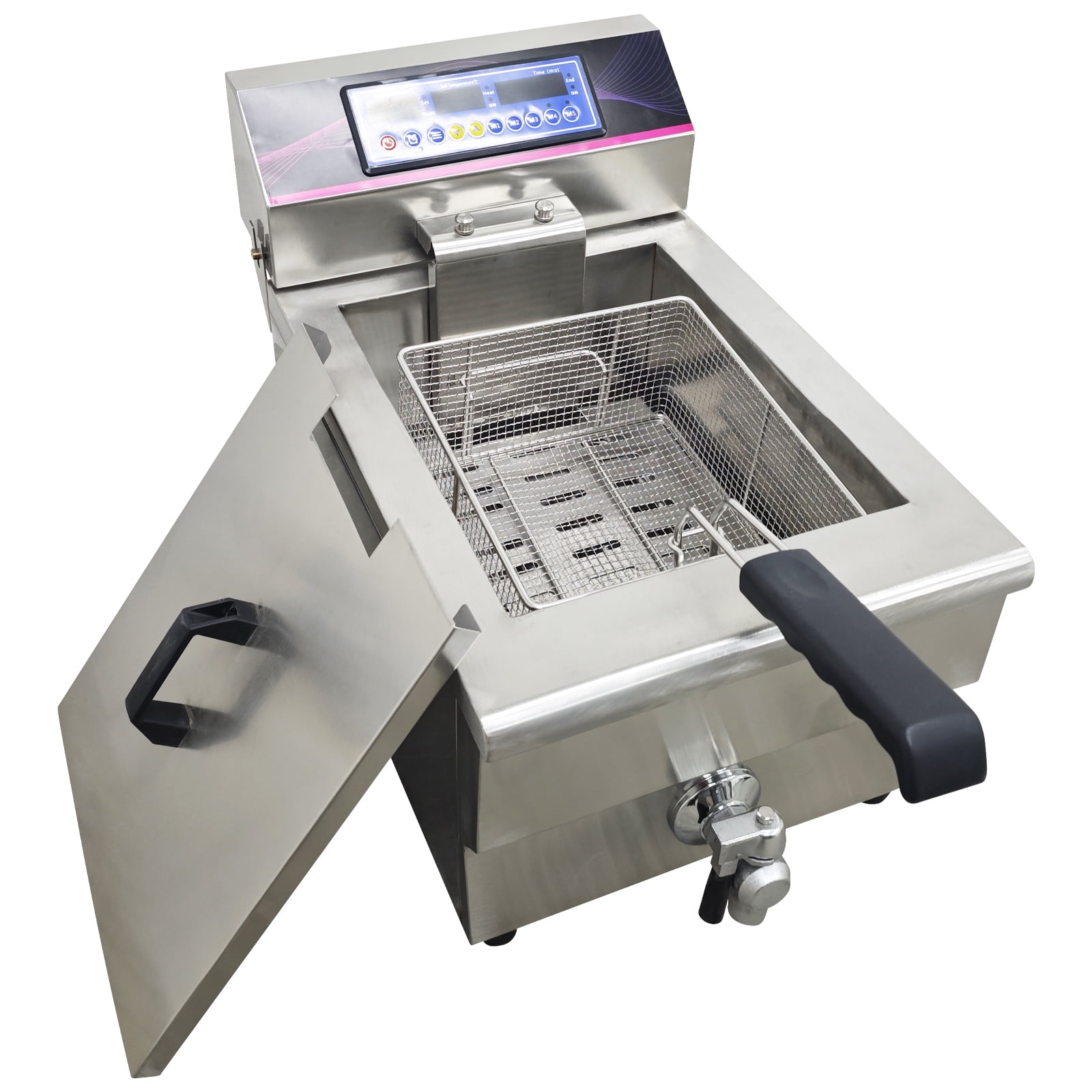 17L Commercial Deep Fryer 220V Single-Tank Drip Vessel Fryer with ...