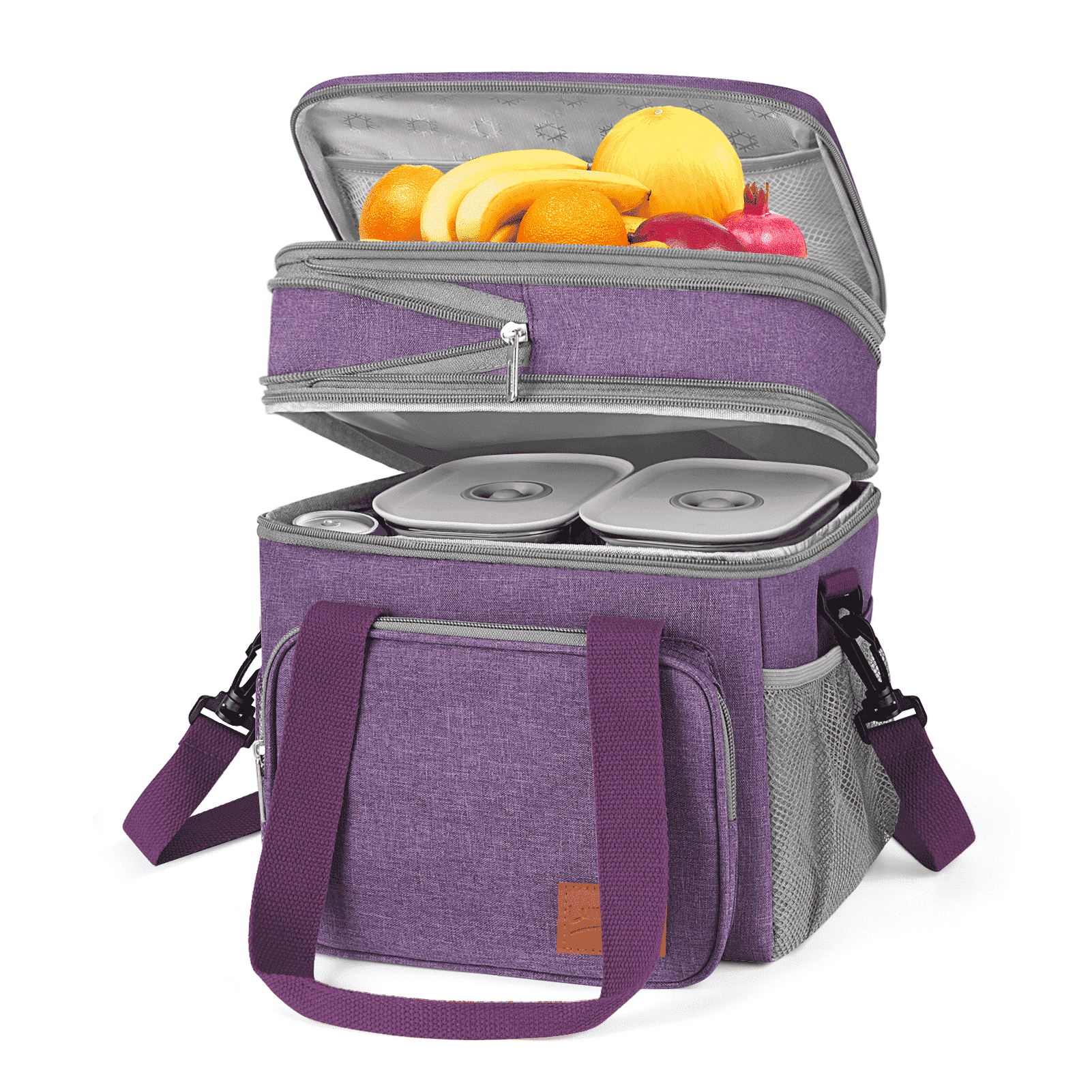 17L Large Thermal Insulated Lunch Bag w/ Zippered Compartments ...