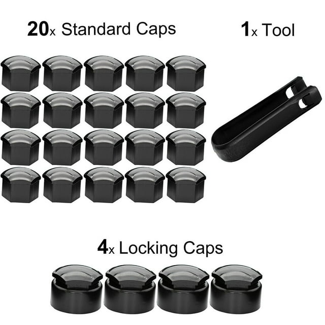 17MM Black Wheel Nut Covers for Car Lug Nut Protection and Easy ...