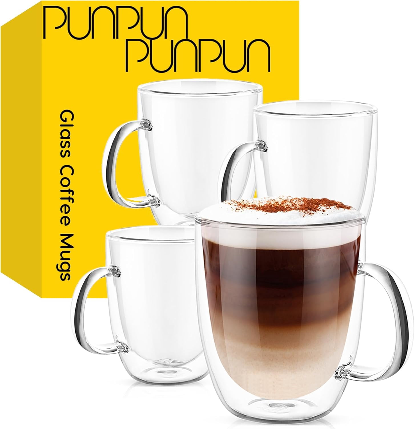 17OZ. 500ml Coffee Glass Mugs Clear Coffee Mugs, Glass for Coffee ...