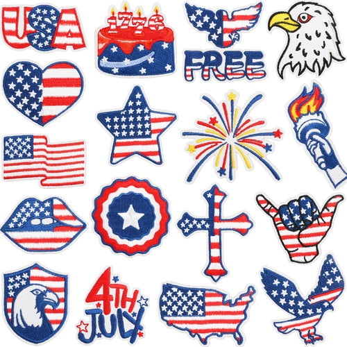 17PCS American Flag Iron-On Patch Set, 4th of July Embroidered ...