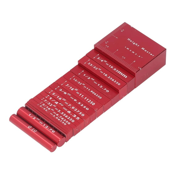 17PCS Height Gauge Set Aluminum Setup Bars Woodworking Measuring Block ...