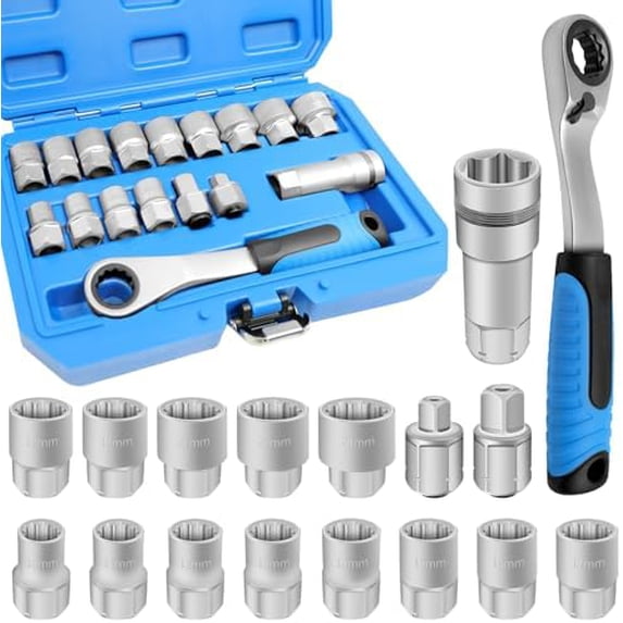 17PCS Pass Through Socket Set, Chrome Vanadium Steel, Versatile Space ...