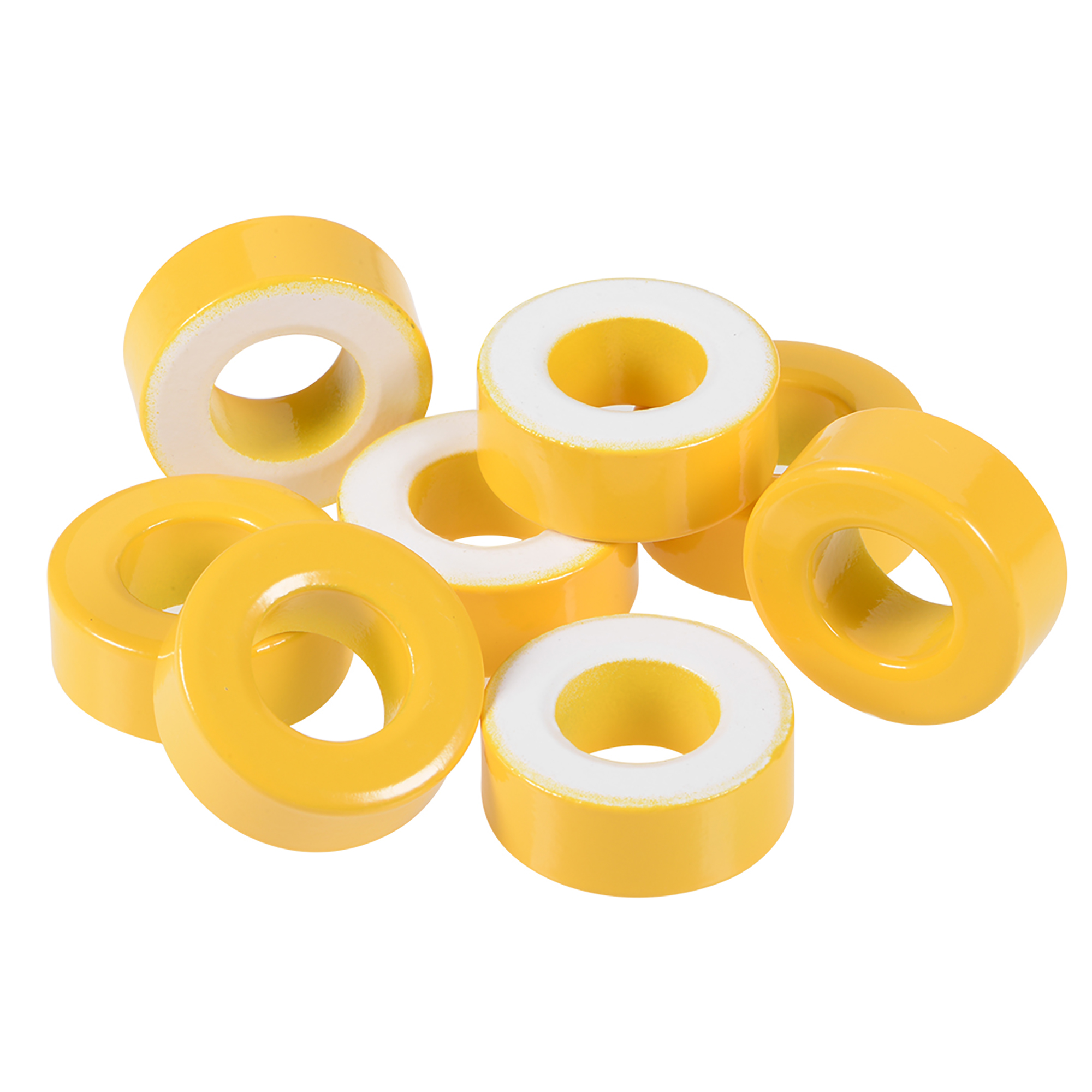 17Pcs 14.2 x 27.3 x 11mm Ferrite Ring Iron Powder Toroid Cores Yellow ...