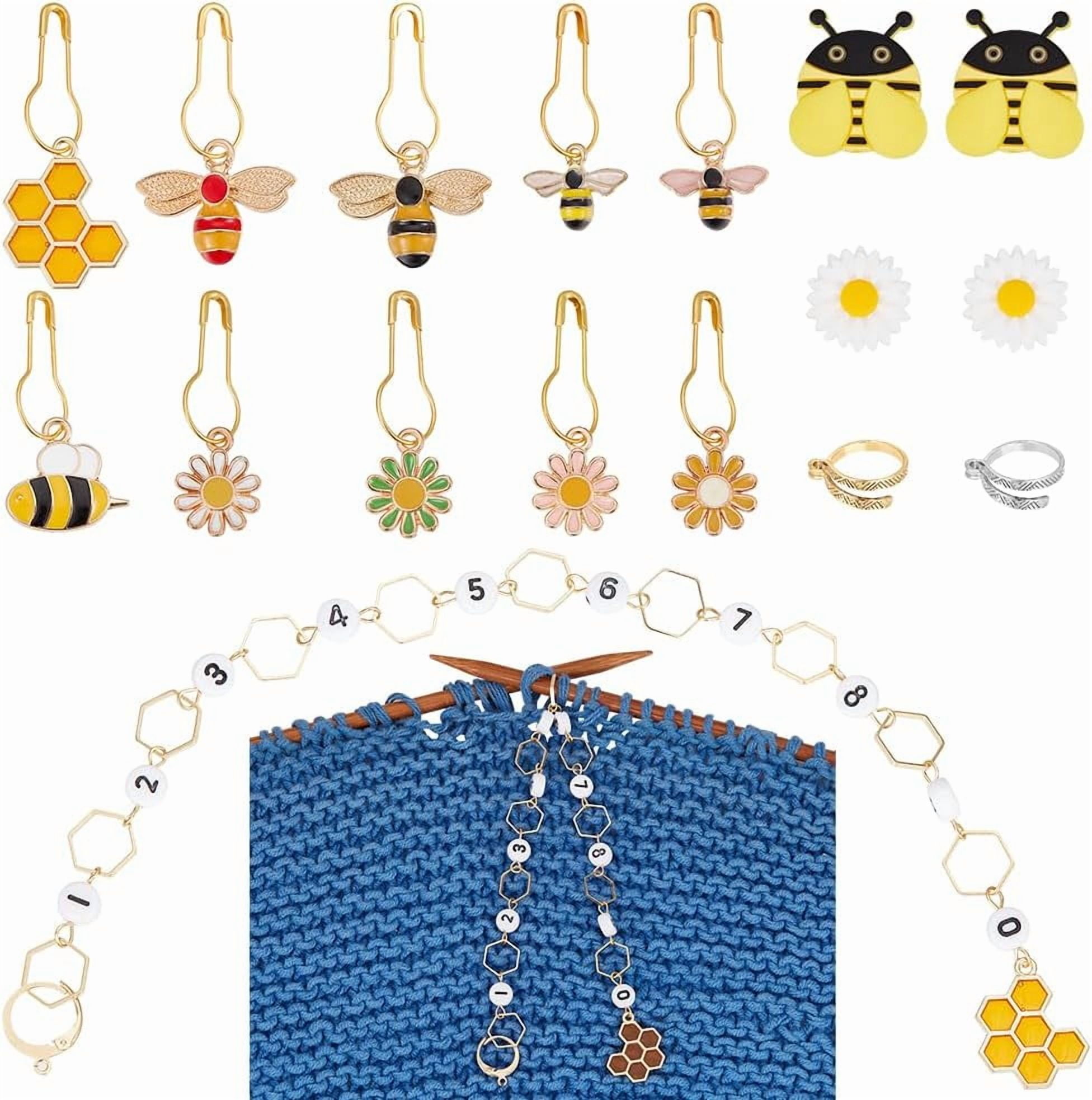 17Pcs Bees Theme Alloy Stitch Marker Adjustable Crocheting Knitting ...