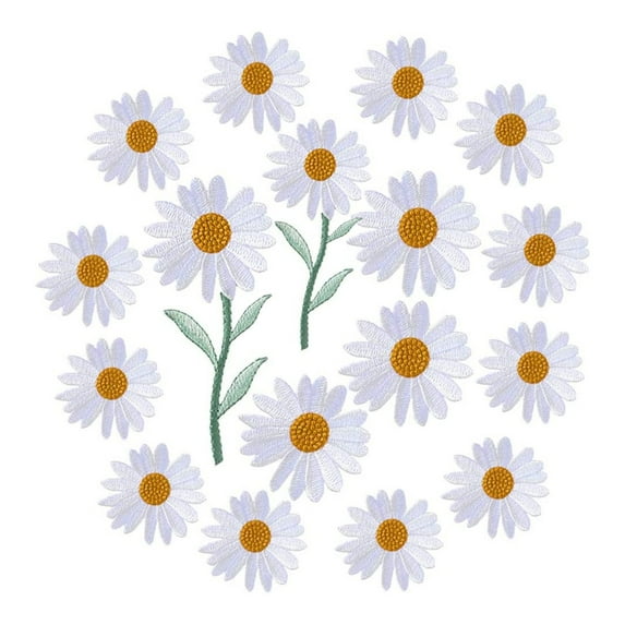 17Pcs Daisy Flower Iron/Sew on Applique for Dress Backpack Jacket ...