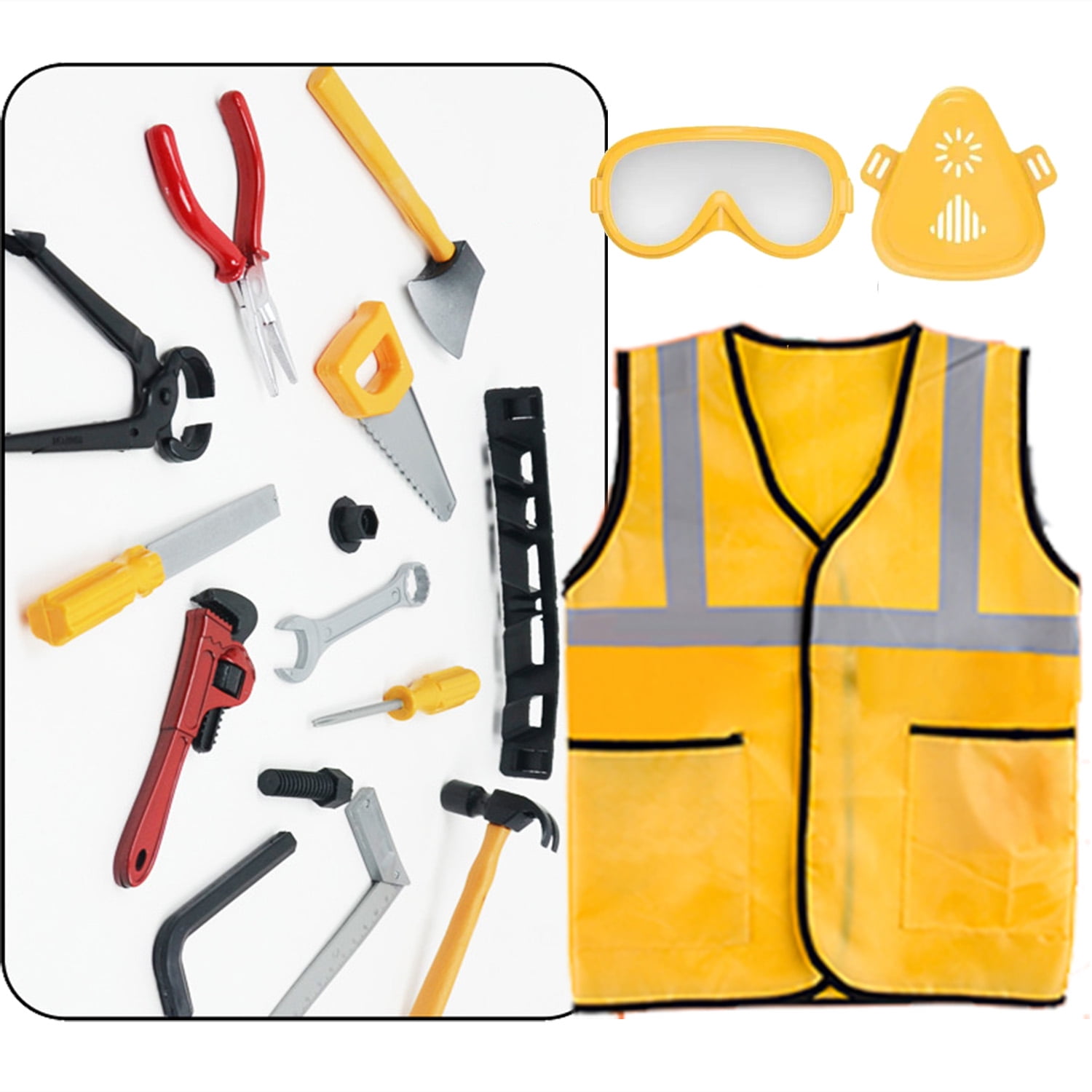17Pcs Kids Construction Worker Costume Dress-up Set for Boys 3-6 Year ...