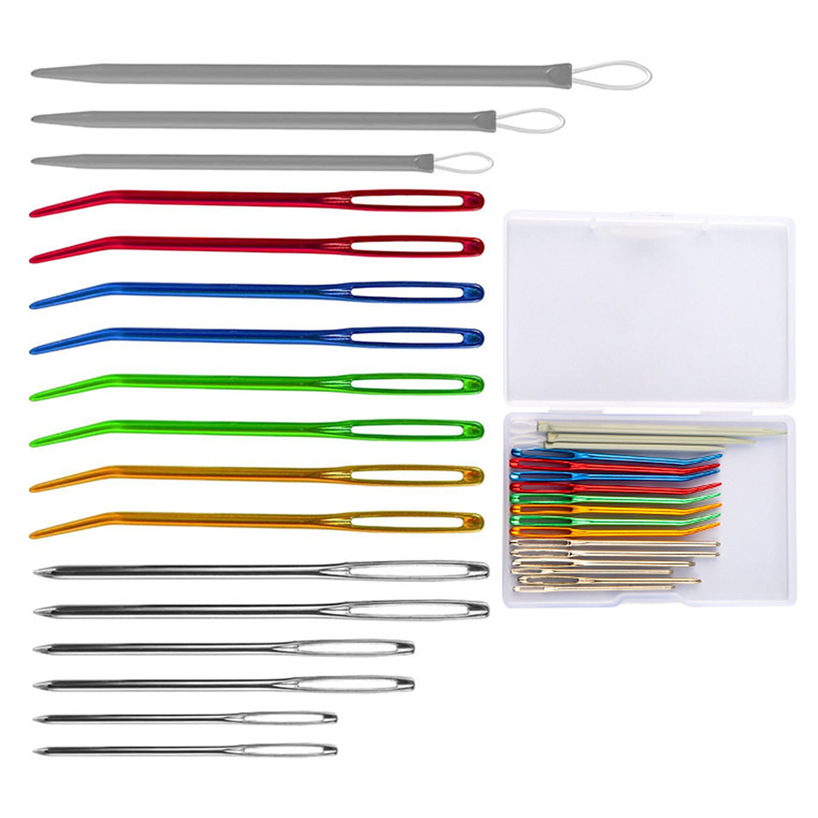 17Pcs Large Eye Knitting Needle for Hand Knitting Project, Bent Tip ...