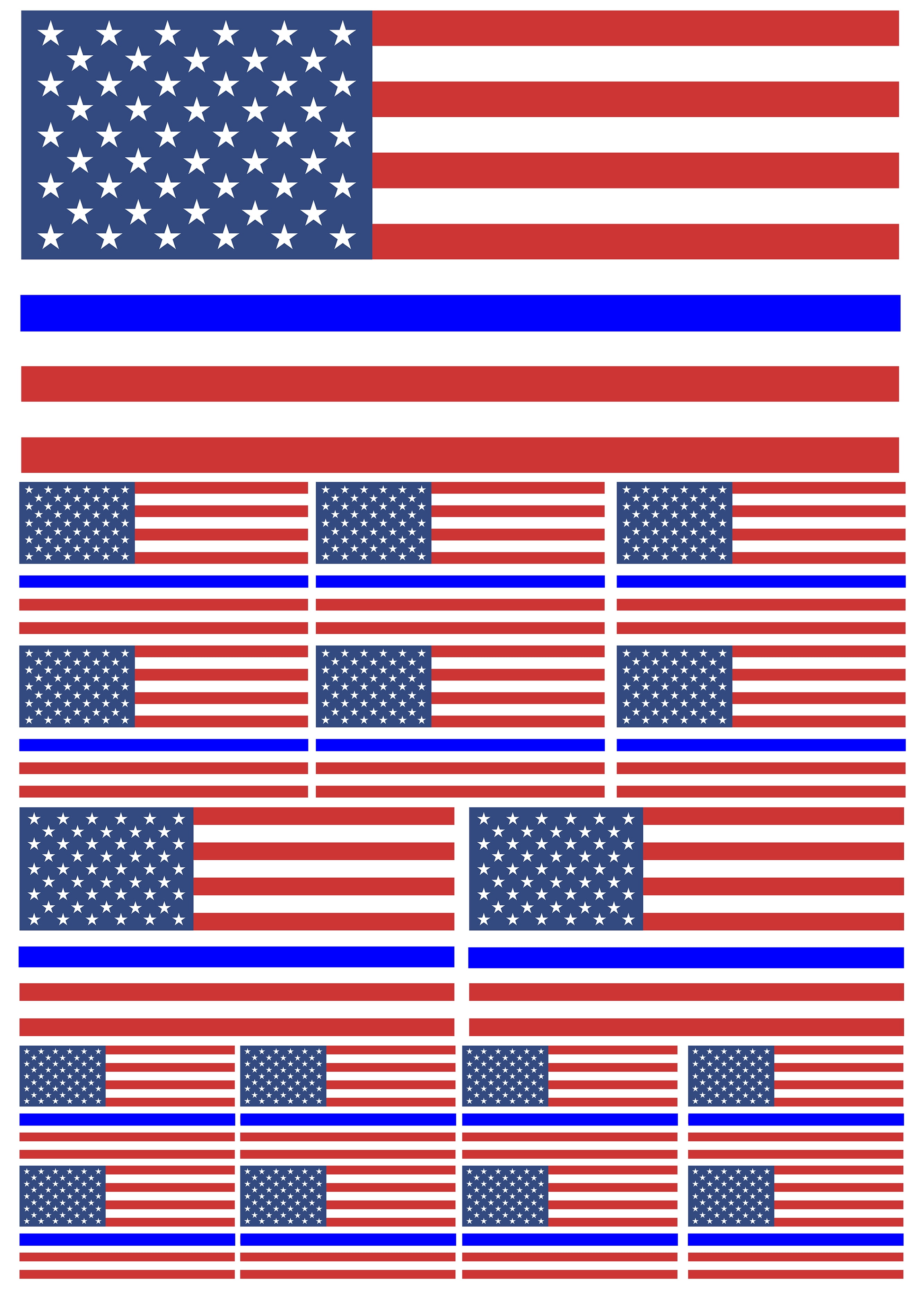 17Pcs Pack USA American Flag Blue Color Line Assorted V01 Vinyl Sticker ...