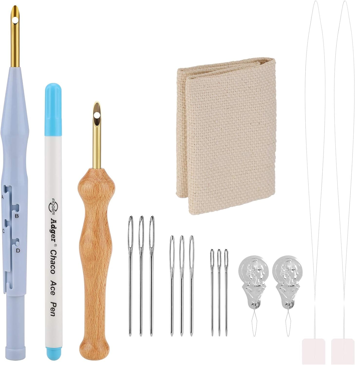 17Pcs Punch Needle Embroidery Kits, Adjustable Rug Yarn Punch Needle ...