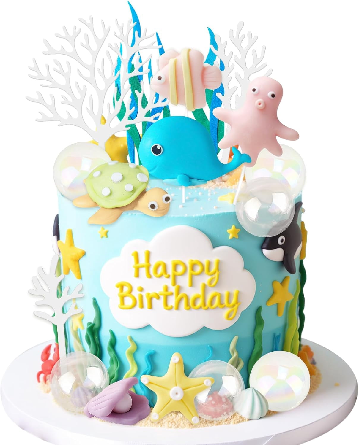 17Pcs Under The Sea Cake Toppers Under The Sea Cake Decorations with ...