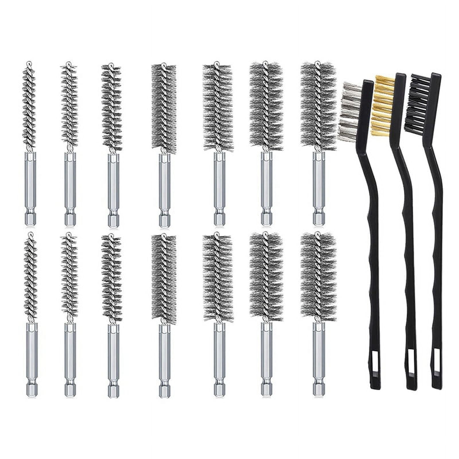 17Pcs Wire Brush Set, Wire Bore Brush for Drill Impact Driver in 14 ...