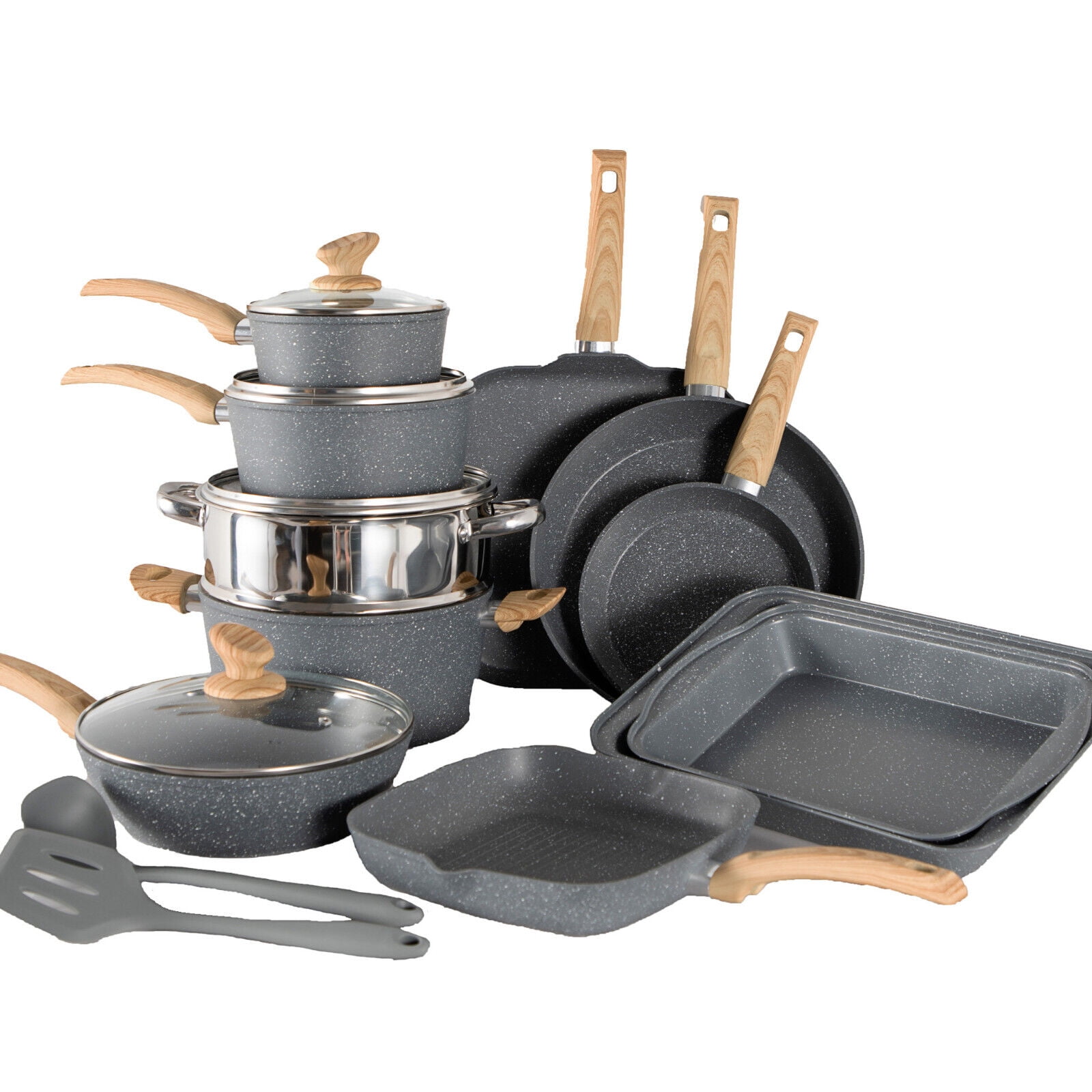 17Piece Pots and Pans Set Nonstick Induction Cookware Set Granite ...