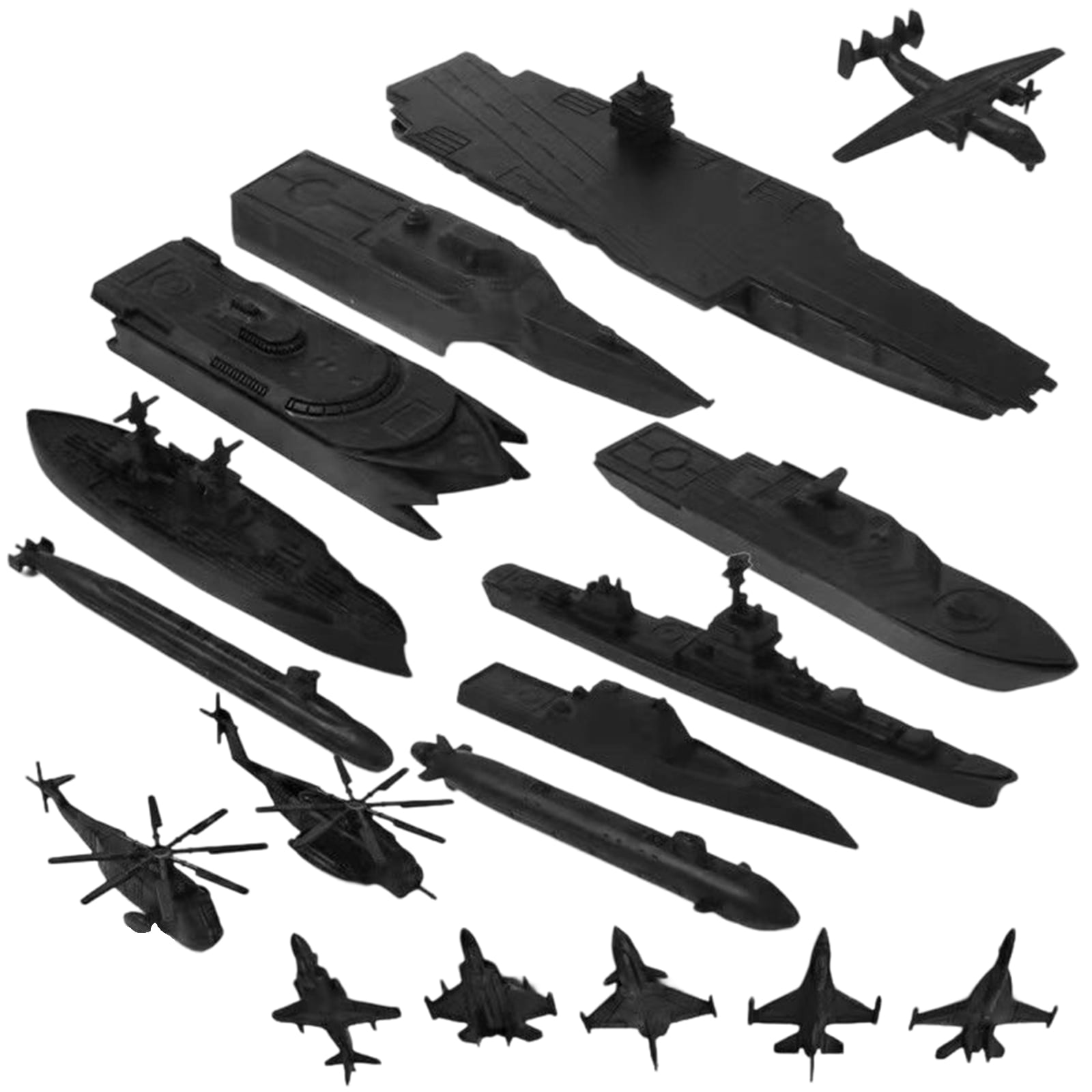 17Pieces Black Marine Ship Model Figure Building Set with Aircrafts For ...