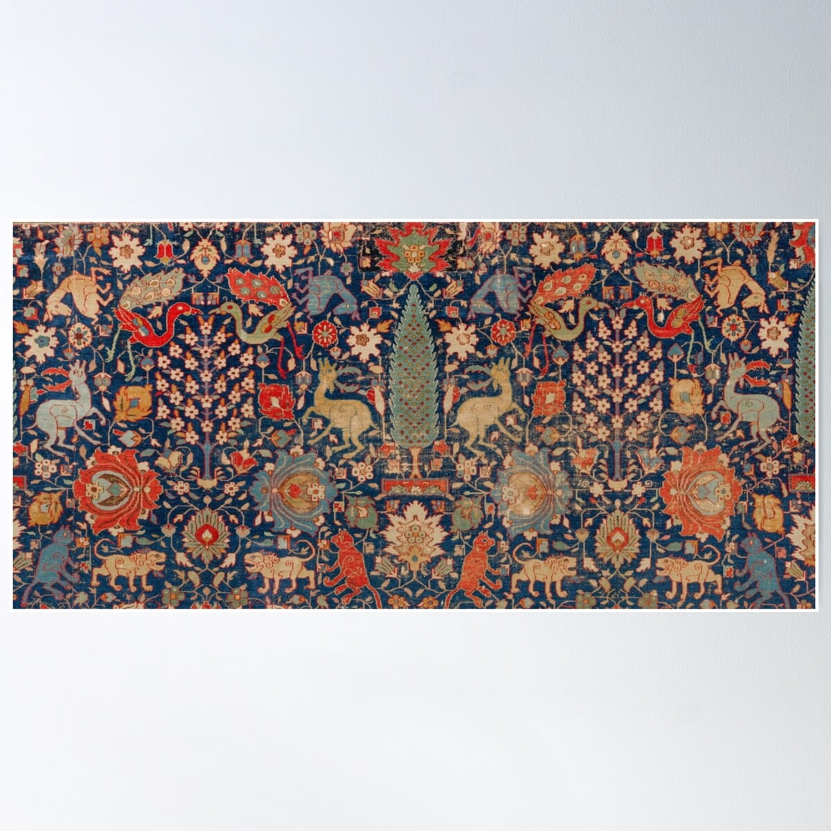 17Th Century Persian Rug Print With Animals Poster Wall Art Modern Wall ...