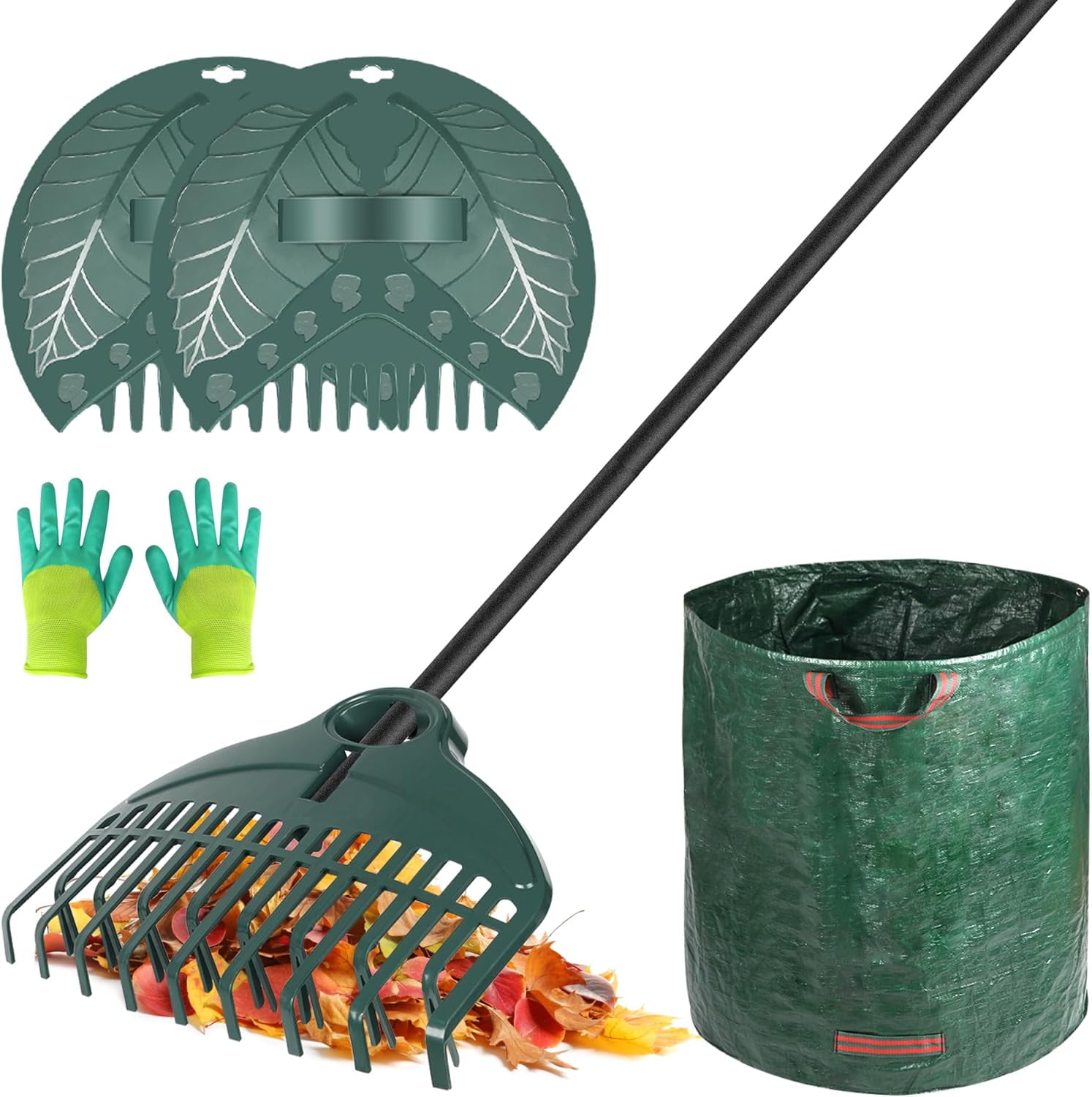 17Tines Double Row Garden Rake Set with 9Tines Leaf Hand Rakes, 272L ...