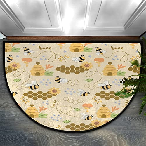 17X30 InchBees Half Round Door Mat Half Circle Area Rug Doormat Home ...