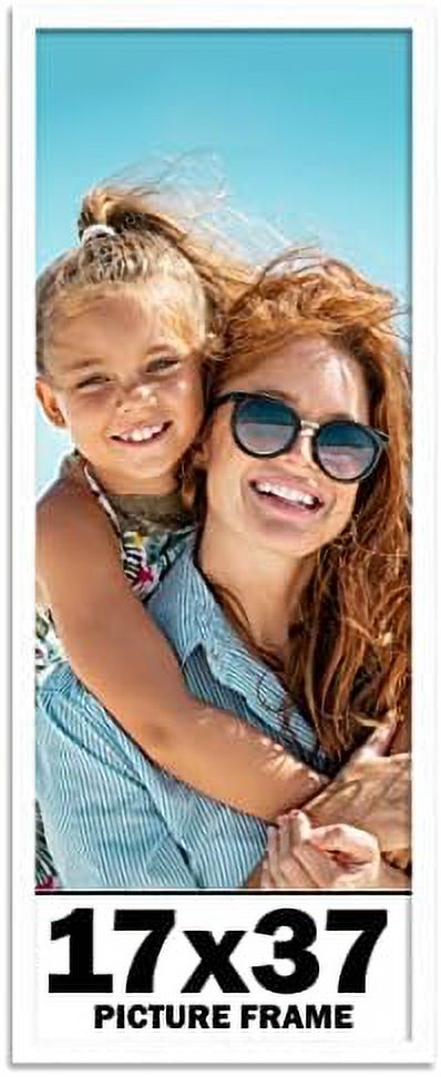 17X37 Frame White Solid Wood Picture Frame Includes UV Shatter Guard Front, Acid Free Foam ...
