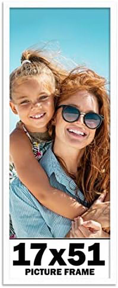 17X51 Frame White Solid Wood Picture Frame Includes UV Shatter Guard ...