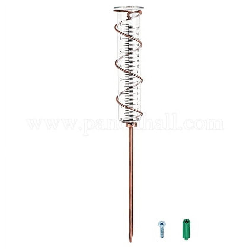 17cm Capacity Glass Spiral Rain Gauge Garden Rain Gauge with Metal ...