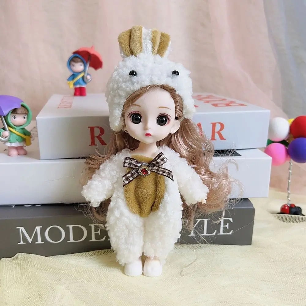 17cm Mini Cute Bjd Doll With Plush Clothes Removable Movable Joints ...