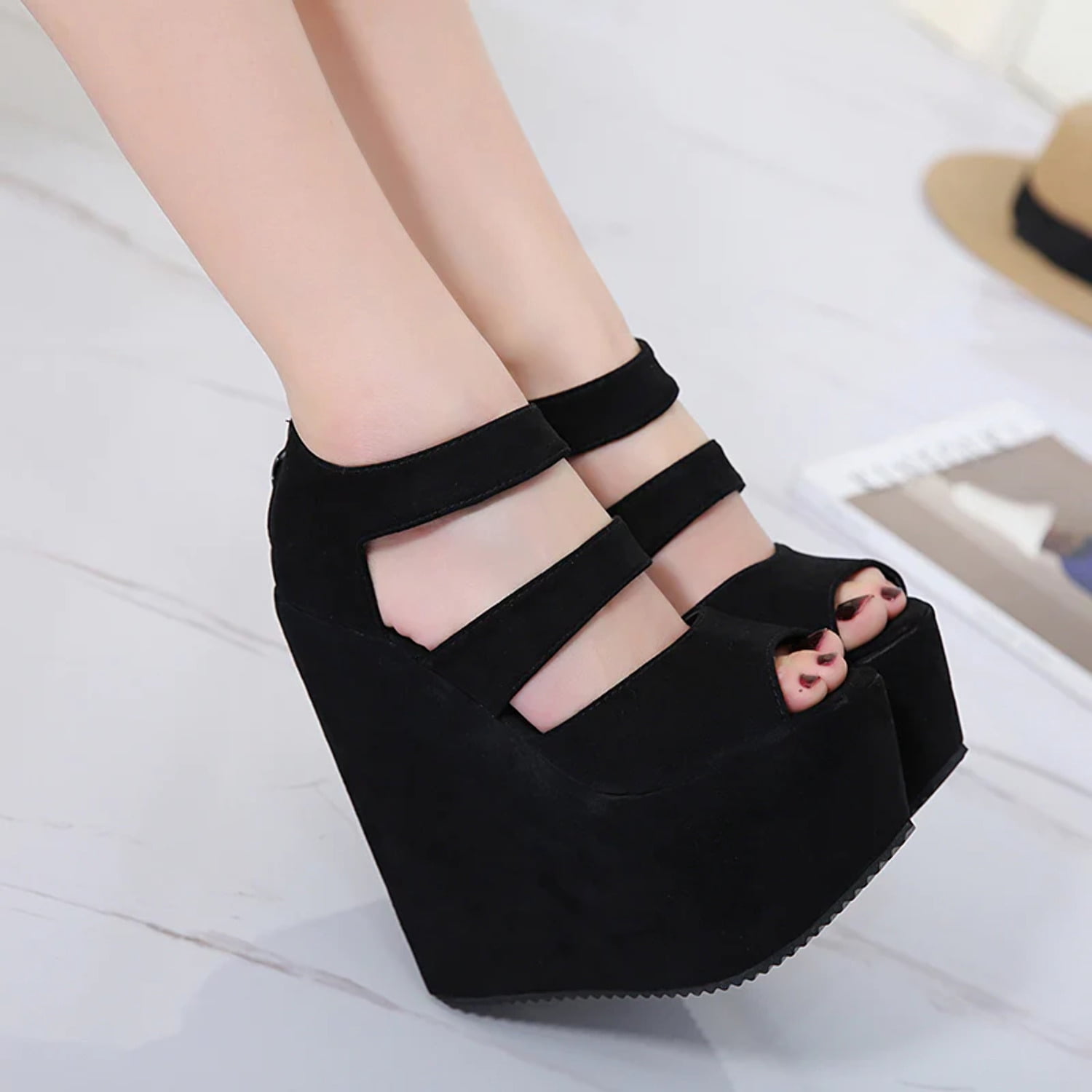 17cm Stage Show Shoes 18cm Super High Heel Slope Heel Sandals - Walmart.com