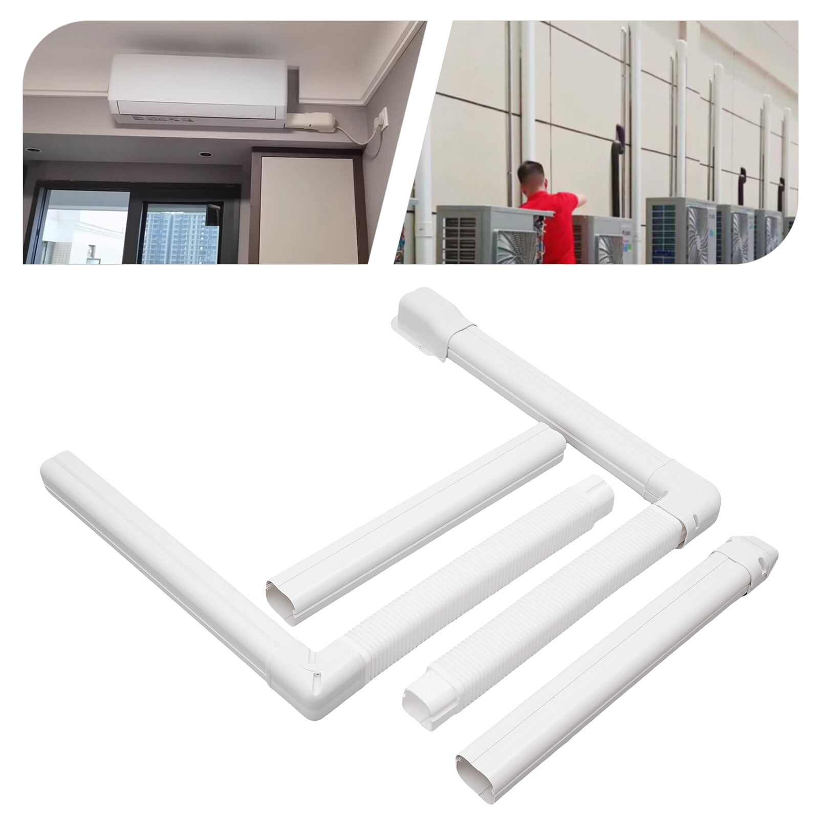 17ft Air Conditioner Pipe Cover Kit - White PVC/ABS Duct Cover for Mini ...