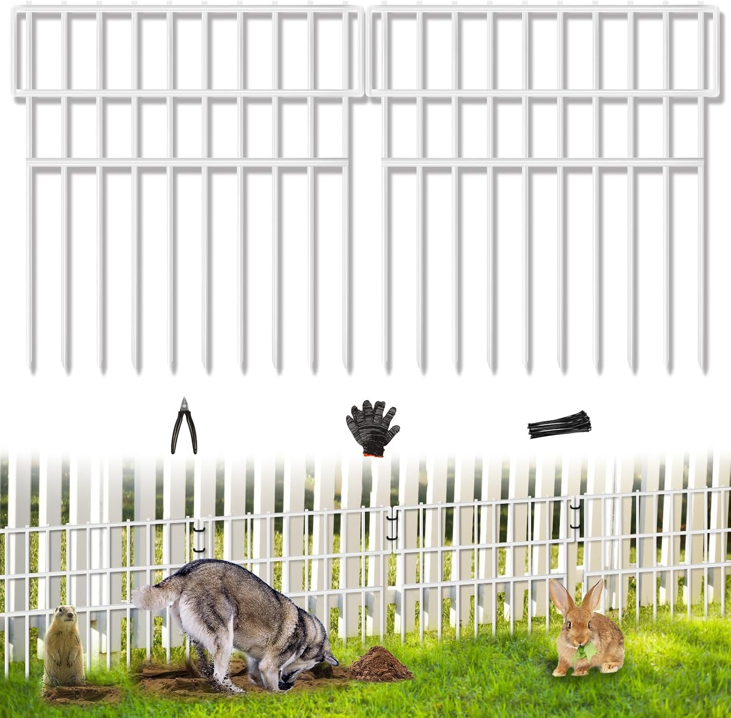 17ft(L) X 13in(H) Animal Barrier Fence, 12 Panels No Dig Fence for Dogs ...