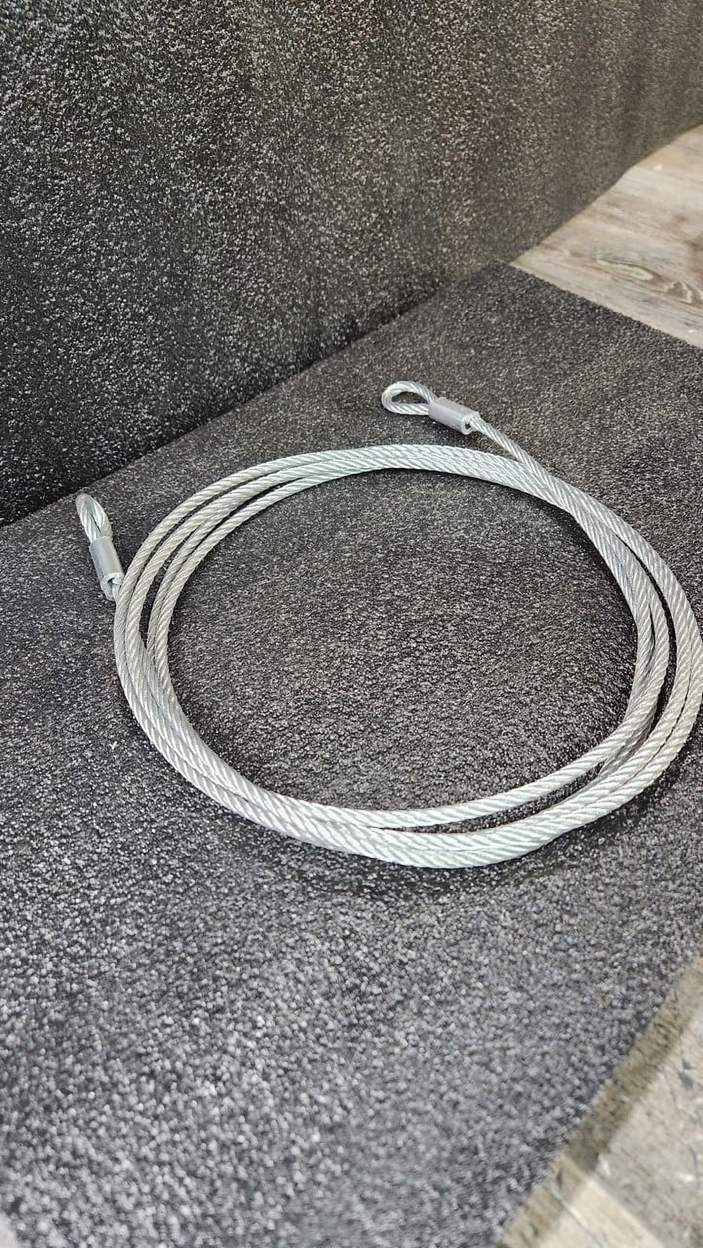 17ft Length Galvanized Uncoated Wire Rope with Loop on 2 Sides, 1/8.in ...
