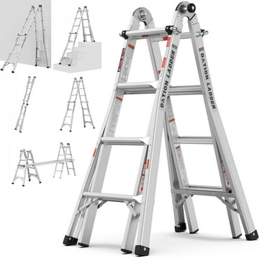 6.5FT A-Frame Aluminum Telescoping Ladder 6+7 Step Ladder Portable ...