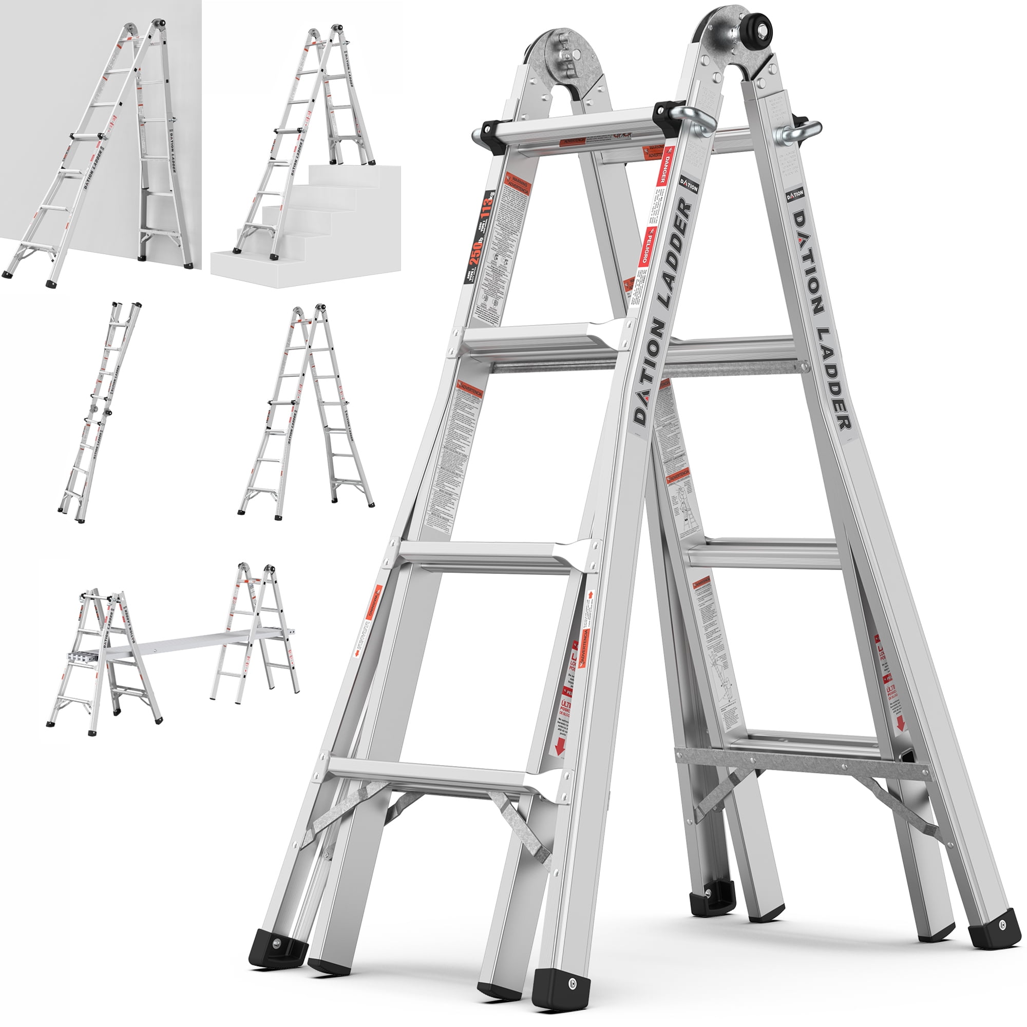 Seizeen 17ft Collapsible Aluminum Ladder, Multi-position, Lightweight ...