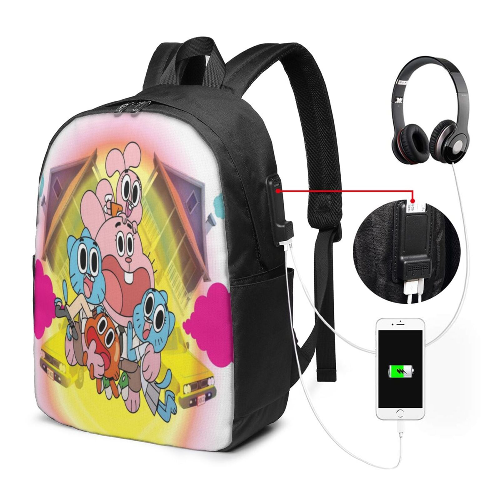 17in Amazing World Of Gumball Backpack With Usb Travel Backpacks Large ...