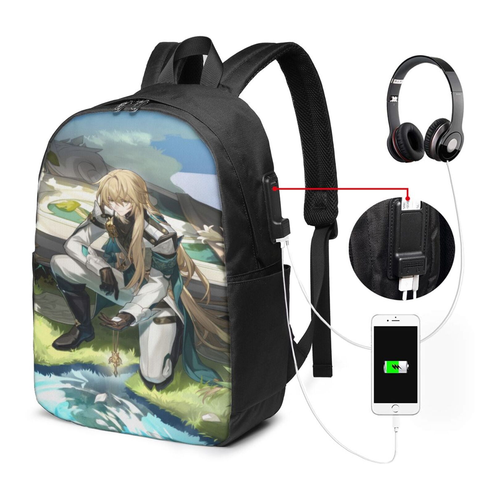 17in Honkai Star Rail Backpack With Usb Travel Backpacks Large Capacity ...