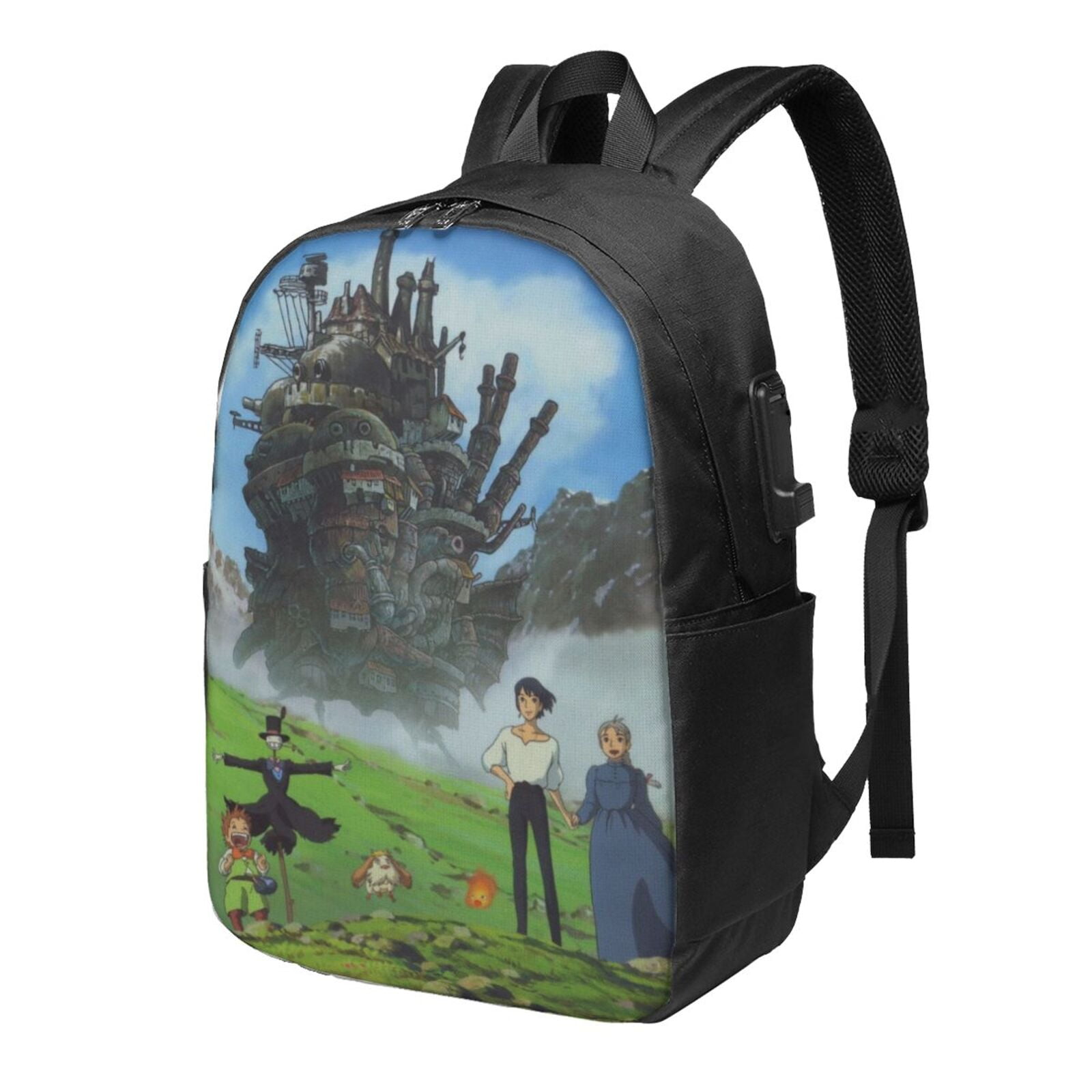 17in Howls Moving Castle Backpack with Usb Charging Port Cute Cartoon ...