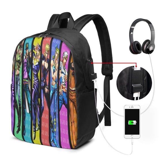17in Jojo Bizarre Adventure Backpack With Usb Travel Backpacks Large ...