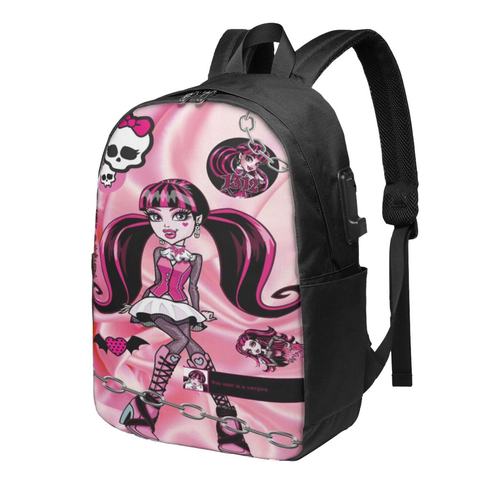 17in Mon-Ster High Lightweight Casual Laptop Backpack with USB Charging ...