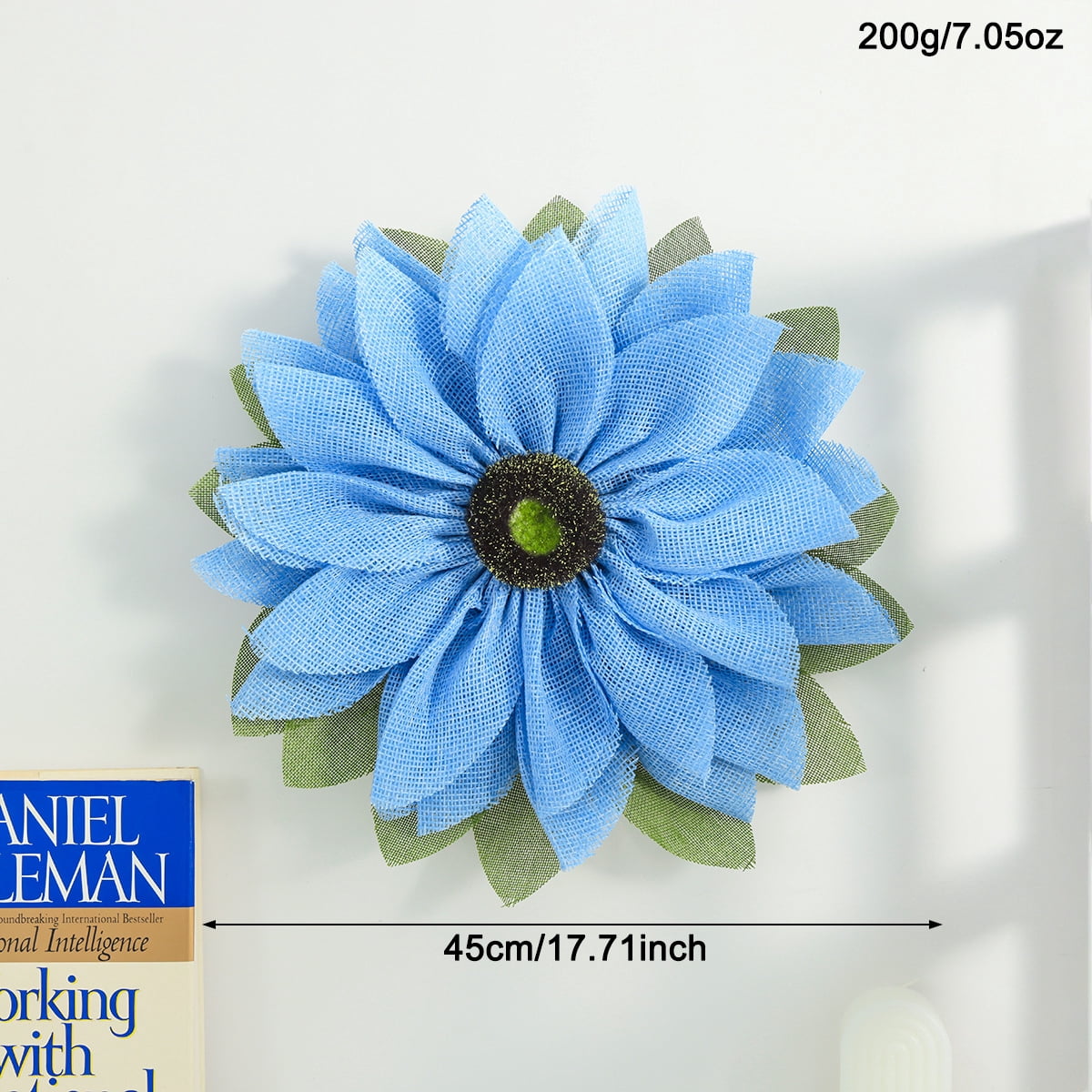 17in Multicolor Burlap Sunflower Wreath, Pastel Fabric Flower Decor for ...