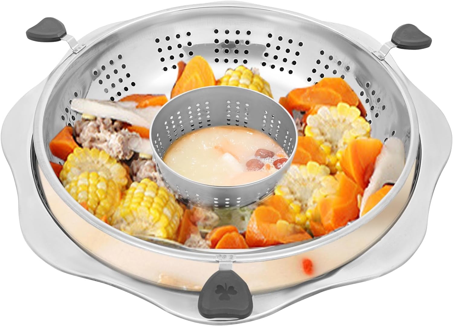 17in Rotary Hot Pot Stainless Steel Hot Pot Shabu Pot w/Divider 14in ...