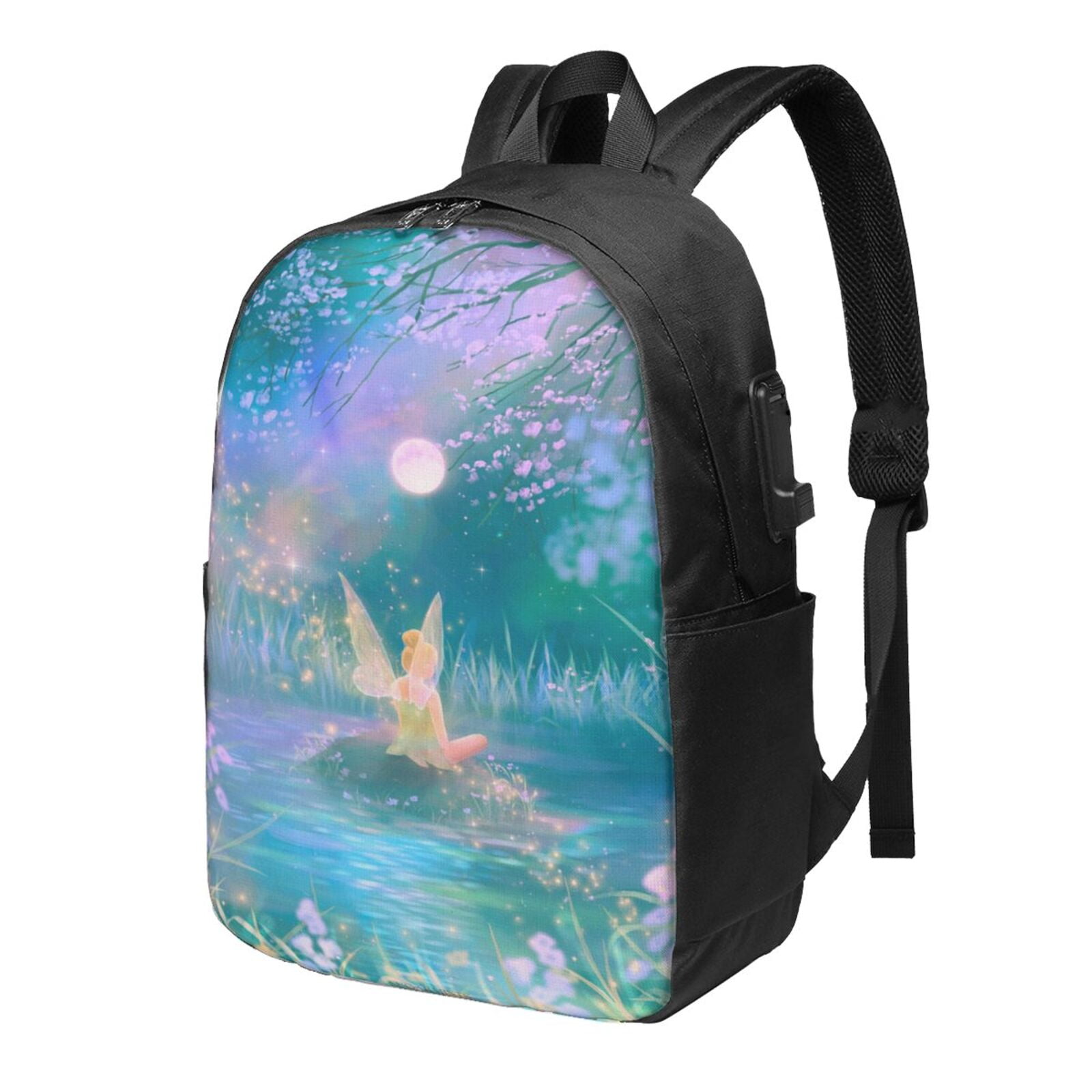 17in Tinker Bel Backpack with Usb Charging Port Cute Cartoon Backpacks ...