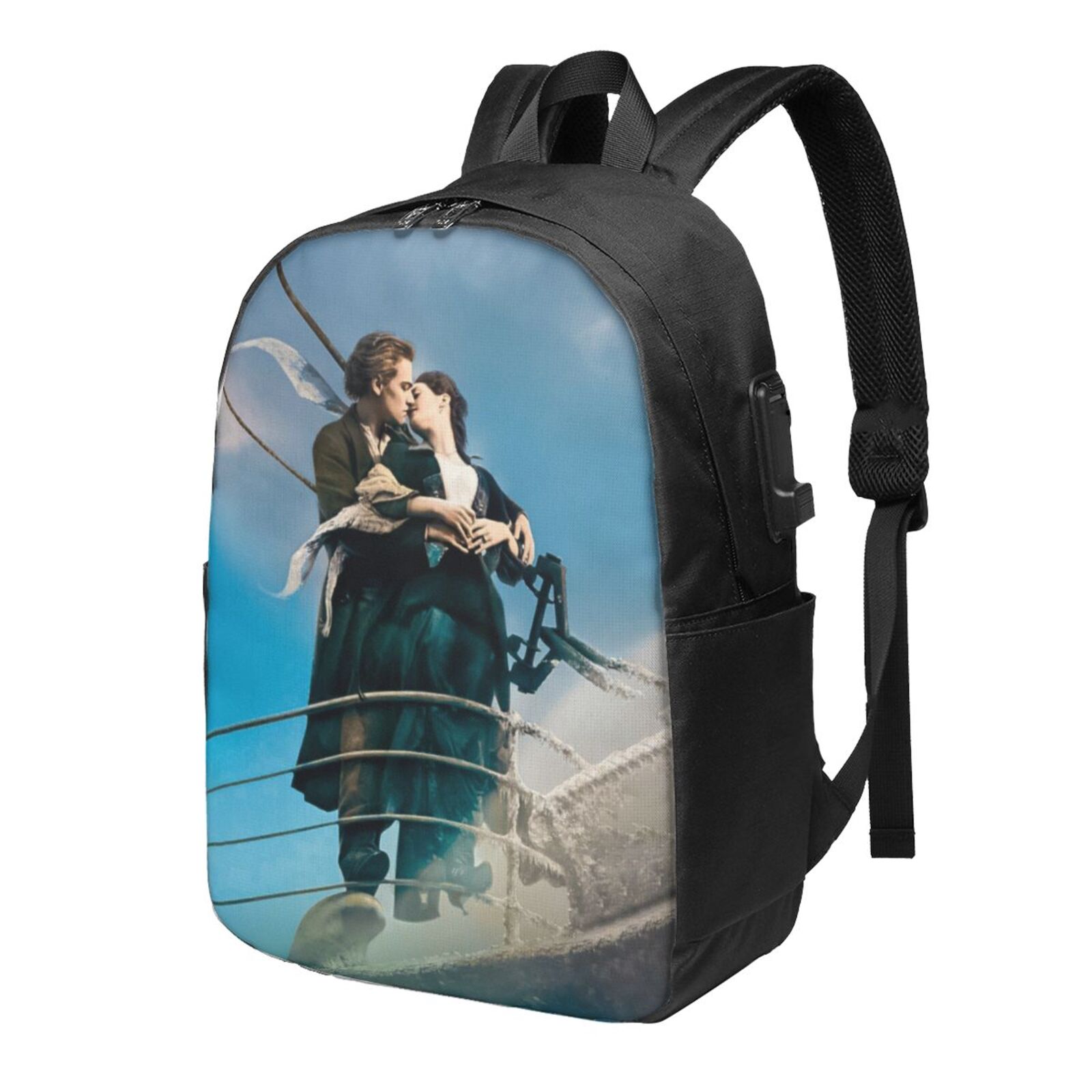17in Titanic Backpack with USB Charging Port Lightweight Bookbag Travel ...