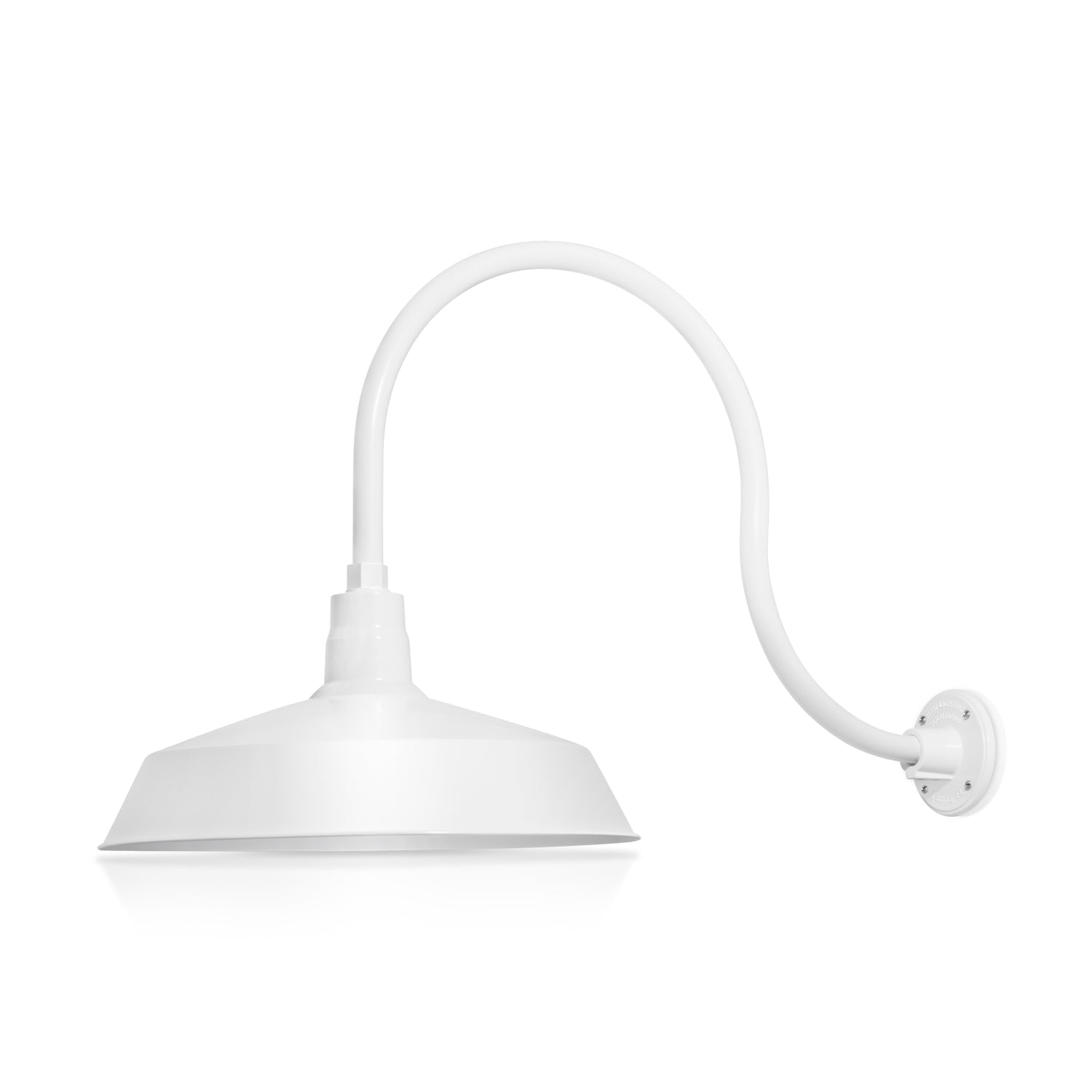 17in. White Outdoor Gooseneck Barn Light Fixture With 24in. Long ...